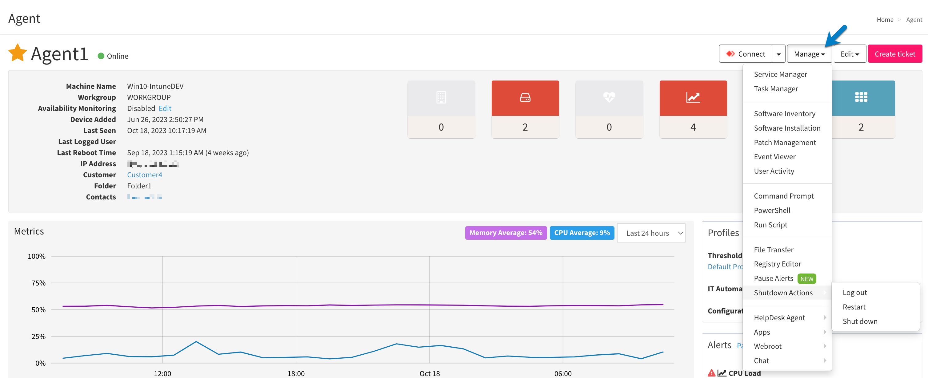 Log out, restart, and shut down devices – Atera Support