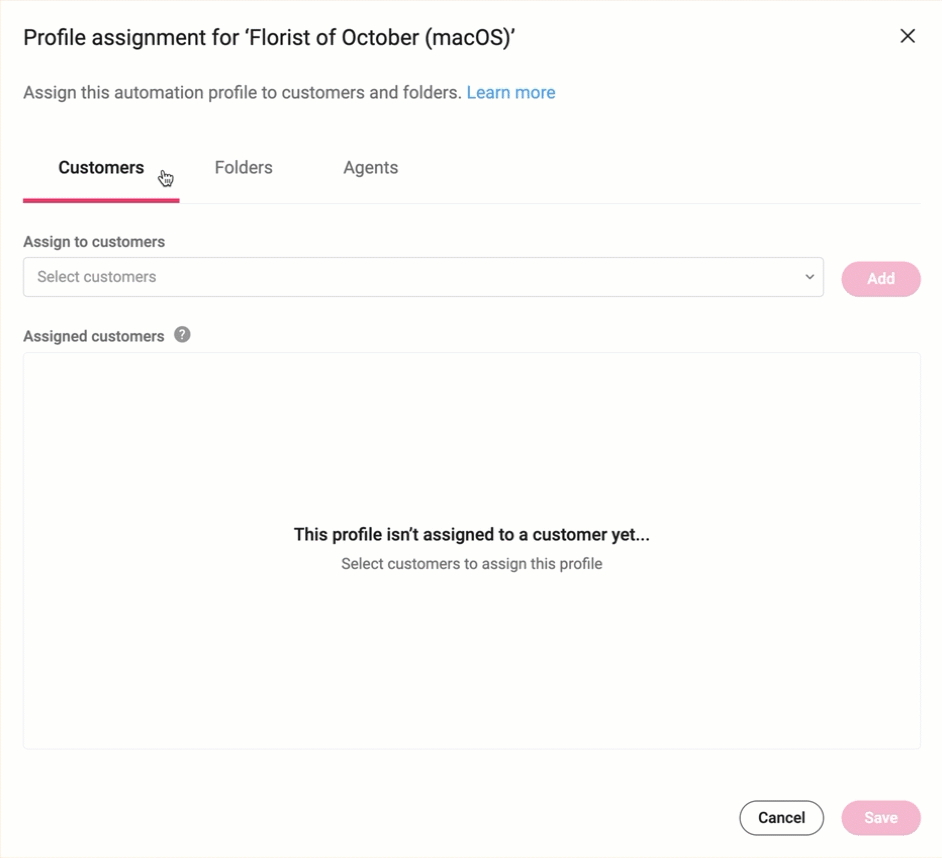 Assign automation profiles to customers, folders, or agents – Atera Support
