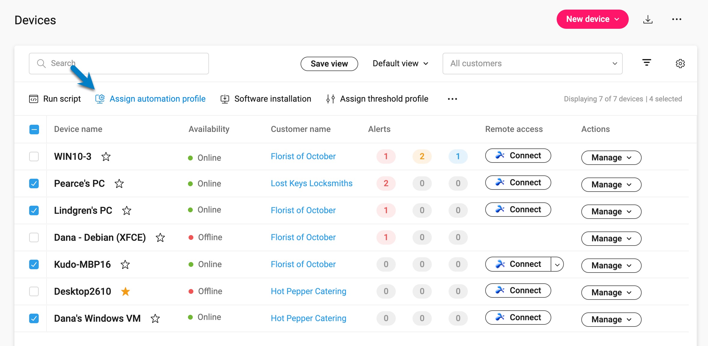 Assign automation profiles to customers, folders, or agents – Atera Support