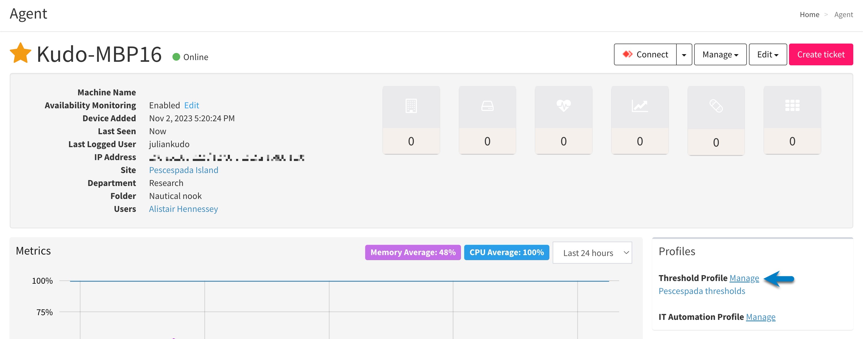 Assign a threshold profile to customers, folders, or agents – Atera Support