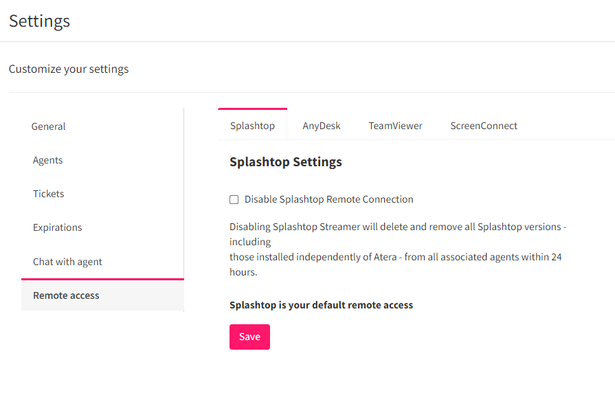 Splashtop remote access – Atera Support