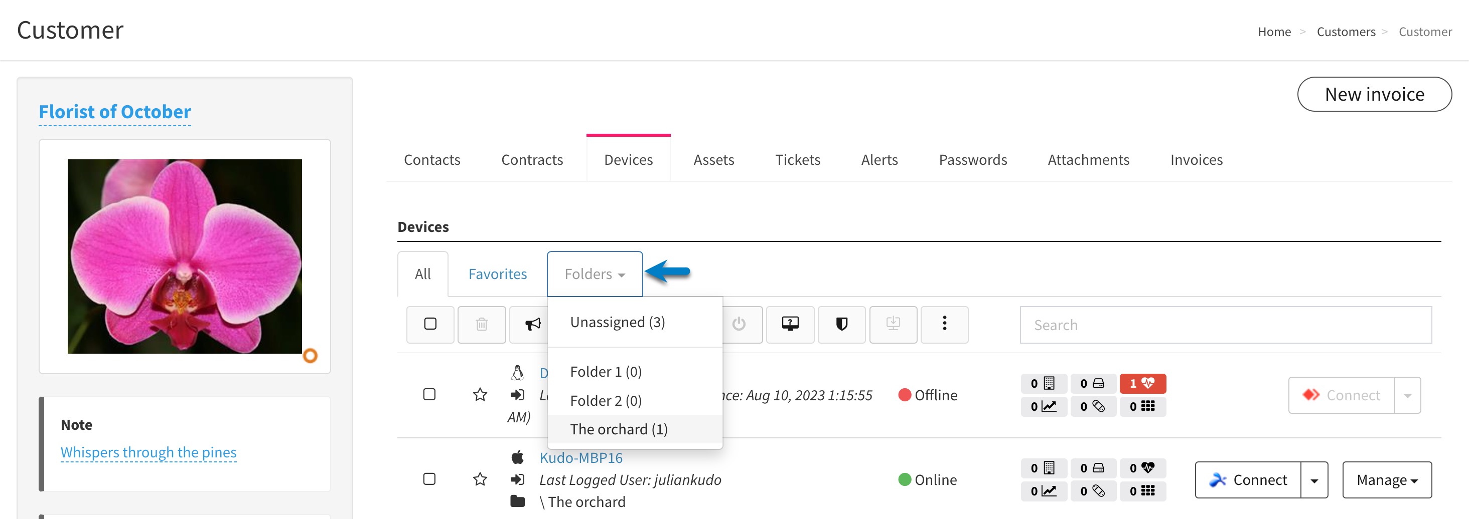 Assign a threshold profile to customers, folders, or agents – Atera Support