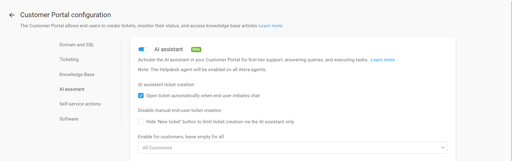 Configure your Service Portal – Atera Support