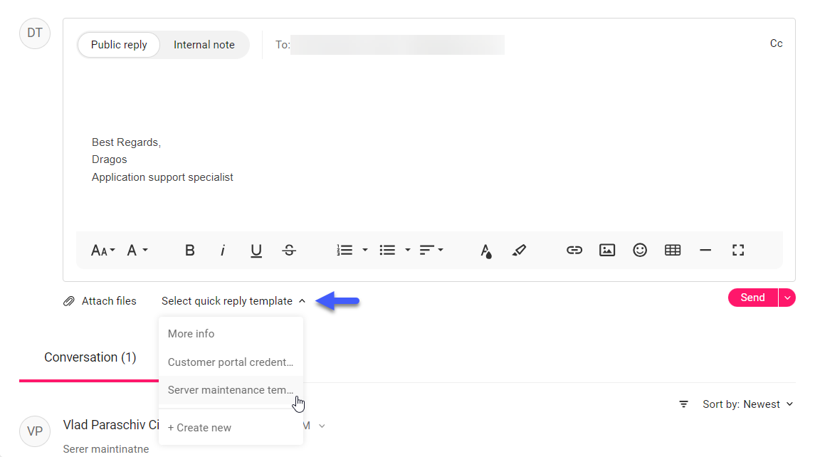 Quick reply templates – Atera Support