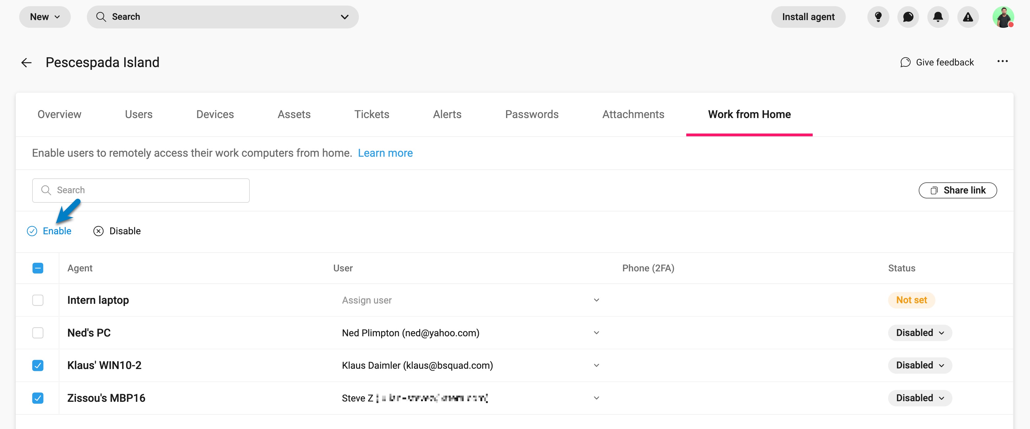 'Work from Home' remote access – Atera Support