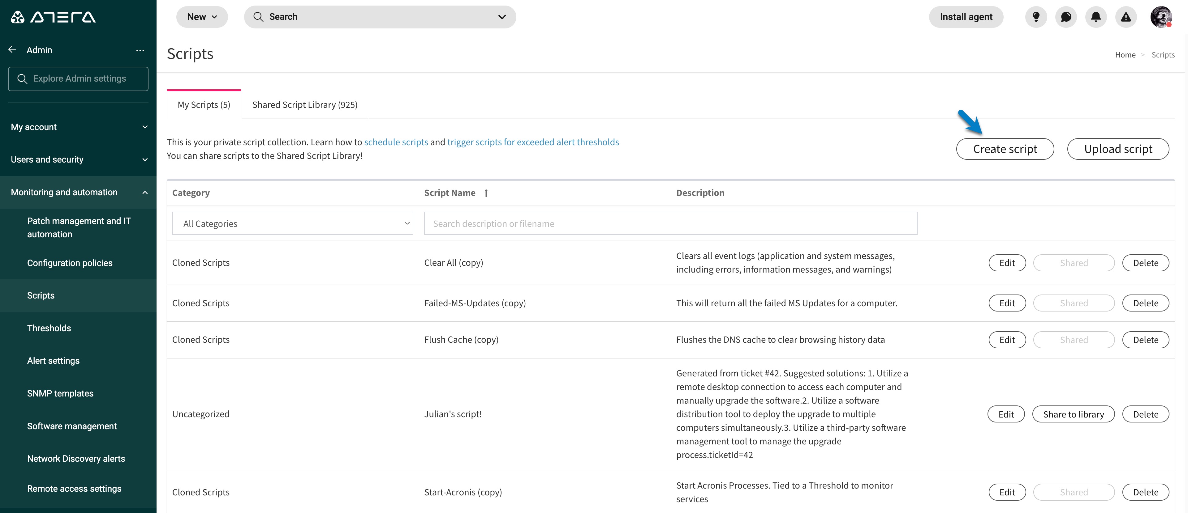 Create Upload And Generate Scripts Atera Support