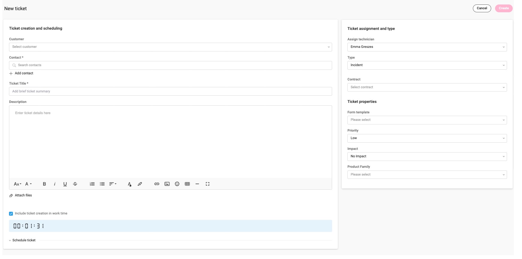Manually Create a Ticket – Atera Support