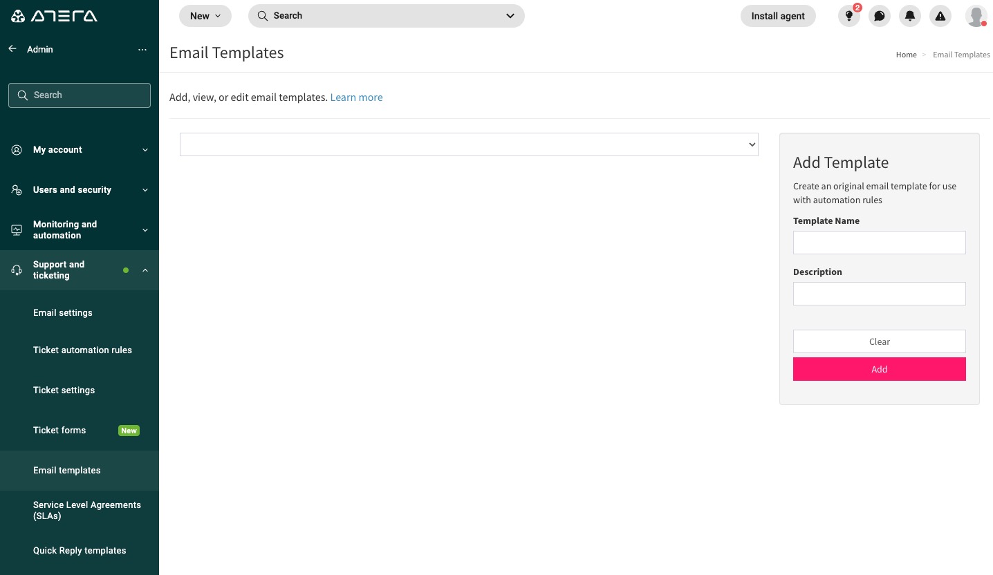 Create email templates – Atera Support