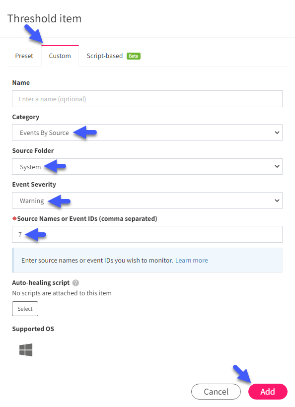Monitor disk corruption with Threshold profile – Atera Support