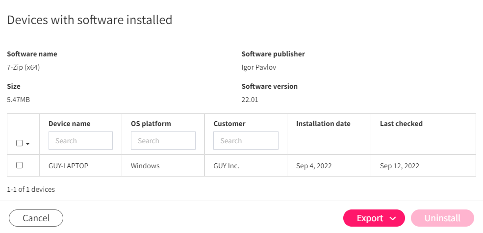 Operational report: Software inventory – Atera Support