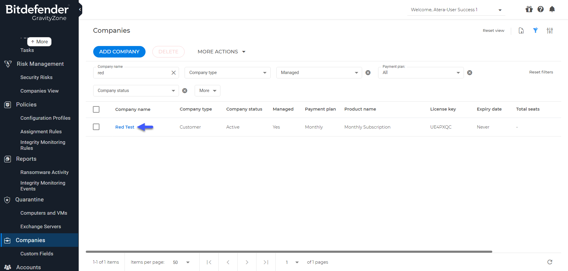 Enable or disable Bitdefender add-ons – Atera Support
