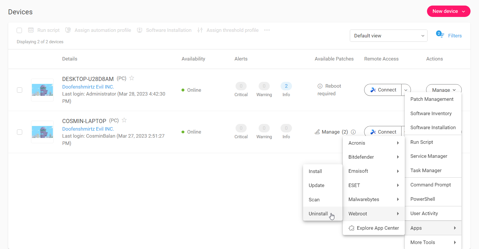 Deactivate Webroot endpoints – Atera Support