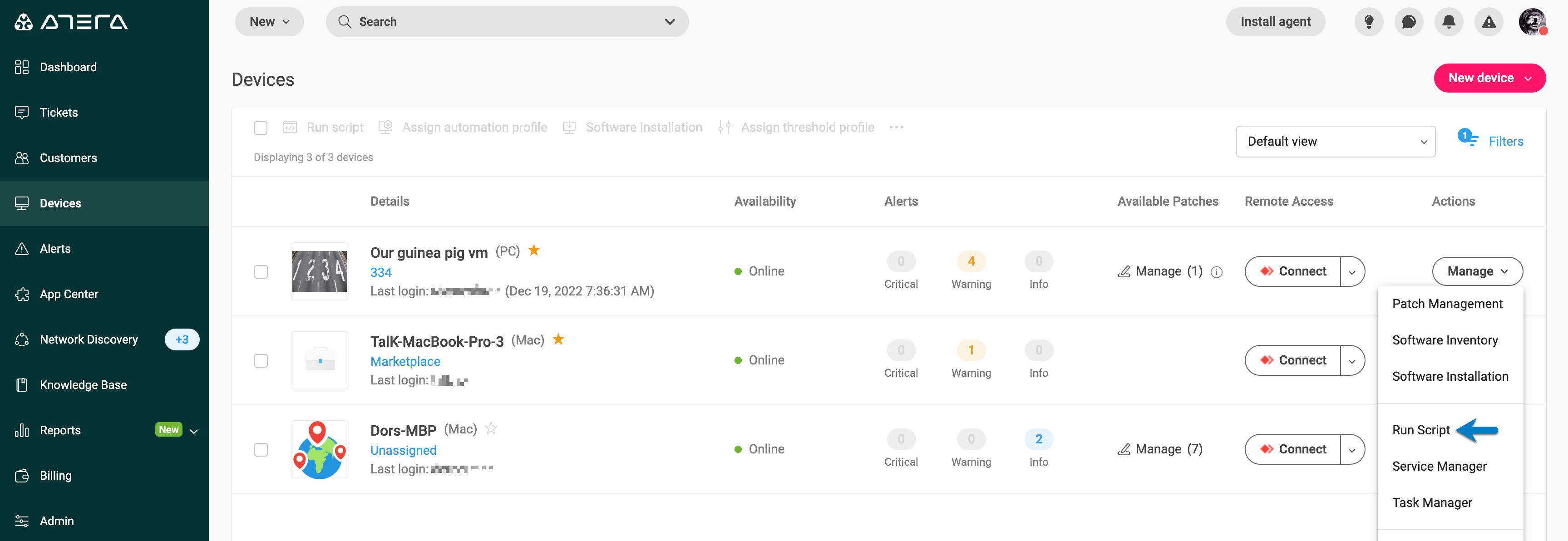Run Powershell script – Atera Support