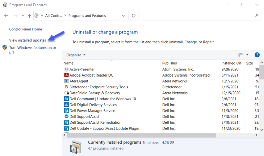 Uninstall Windows 10 updates – Atera Support Uninstall Windows 10 updates – Atera Support
