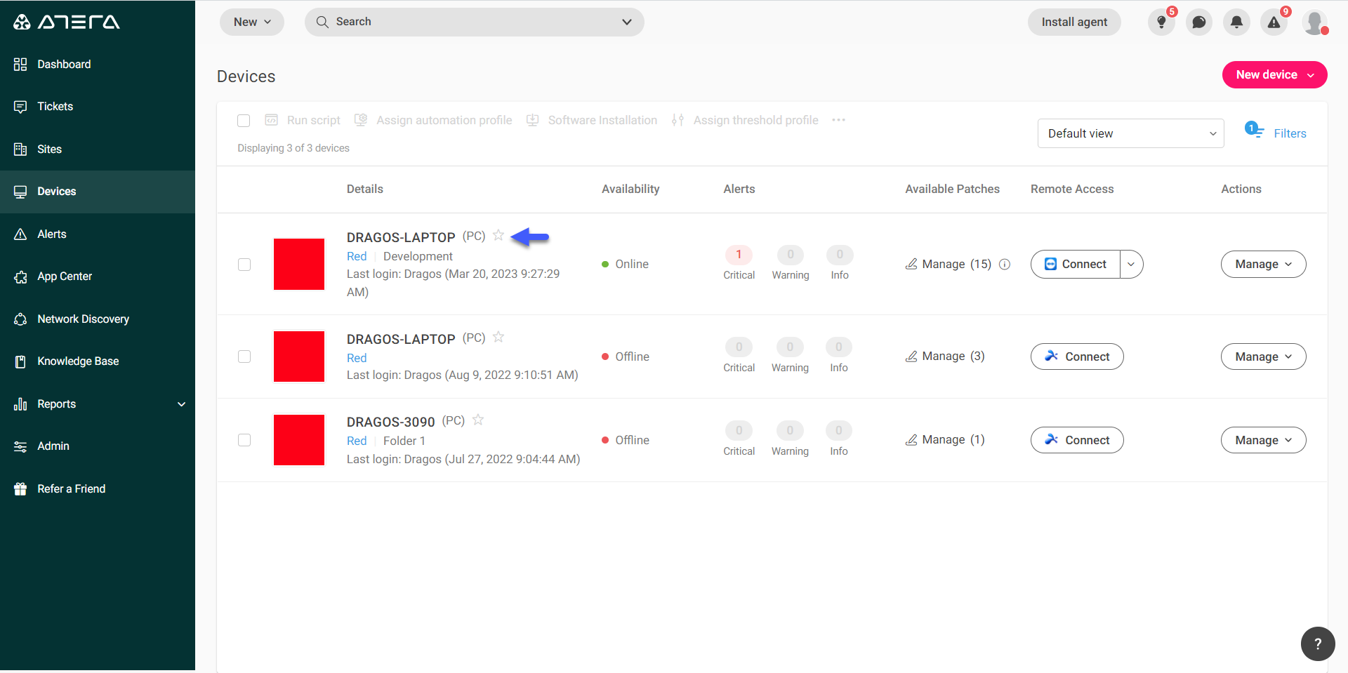 Manage passwords – Atera Support