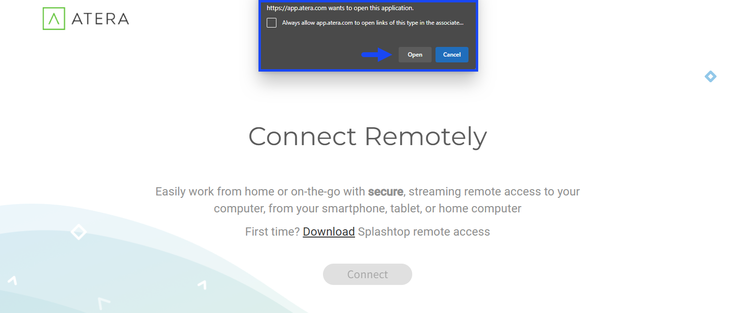 Verbindung über Ateras Homeoffice – Atera Support