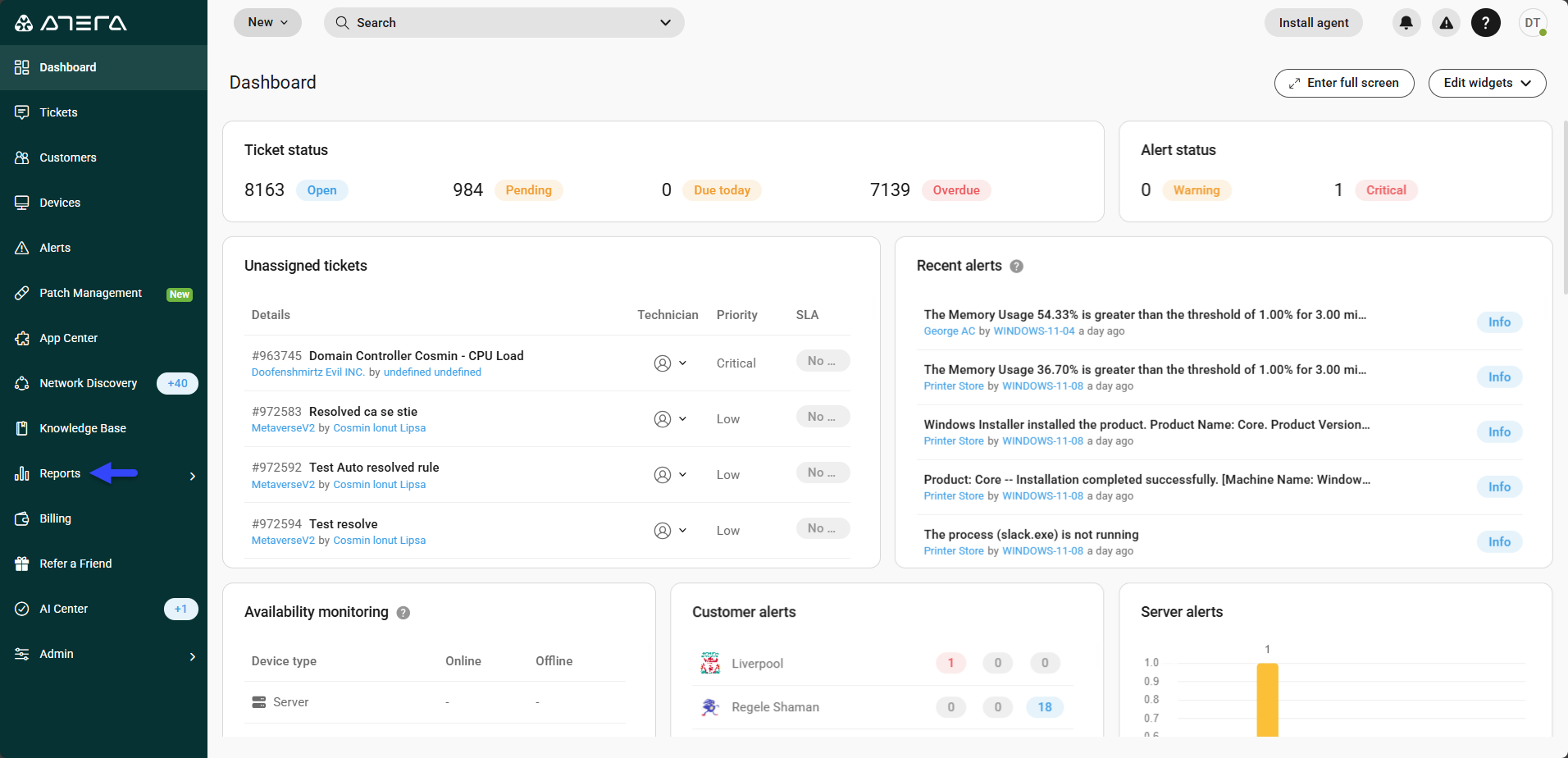 Analytical reports: Windows agents support status – Atera Support