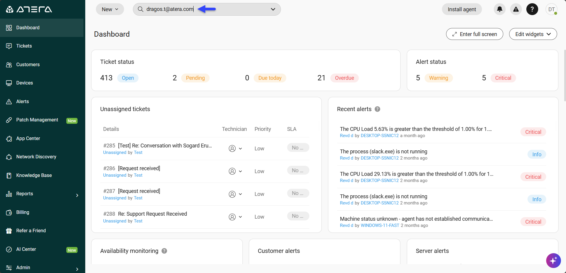 Reset 2FA for Work from Home – Atera Support