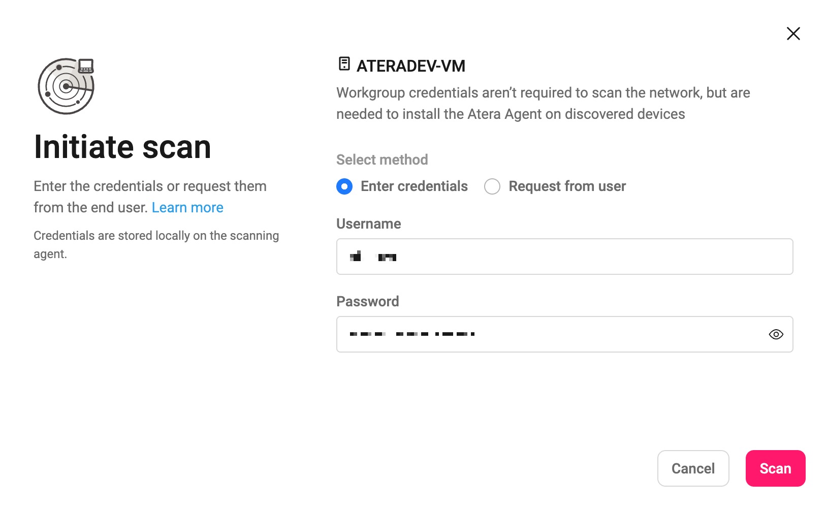 Network Discovery: Set up scans – Atera Support