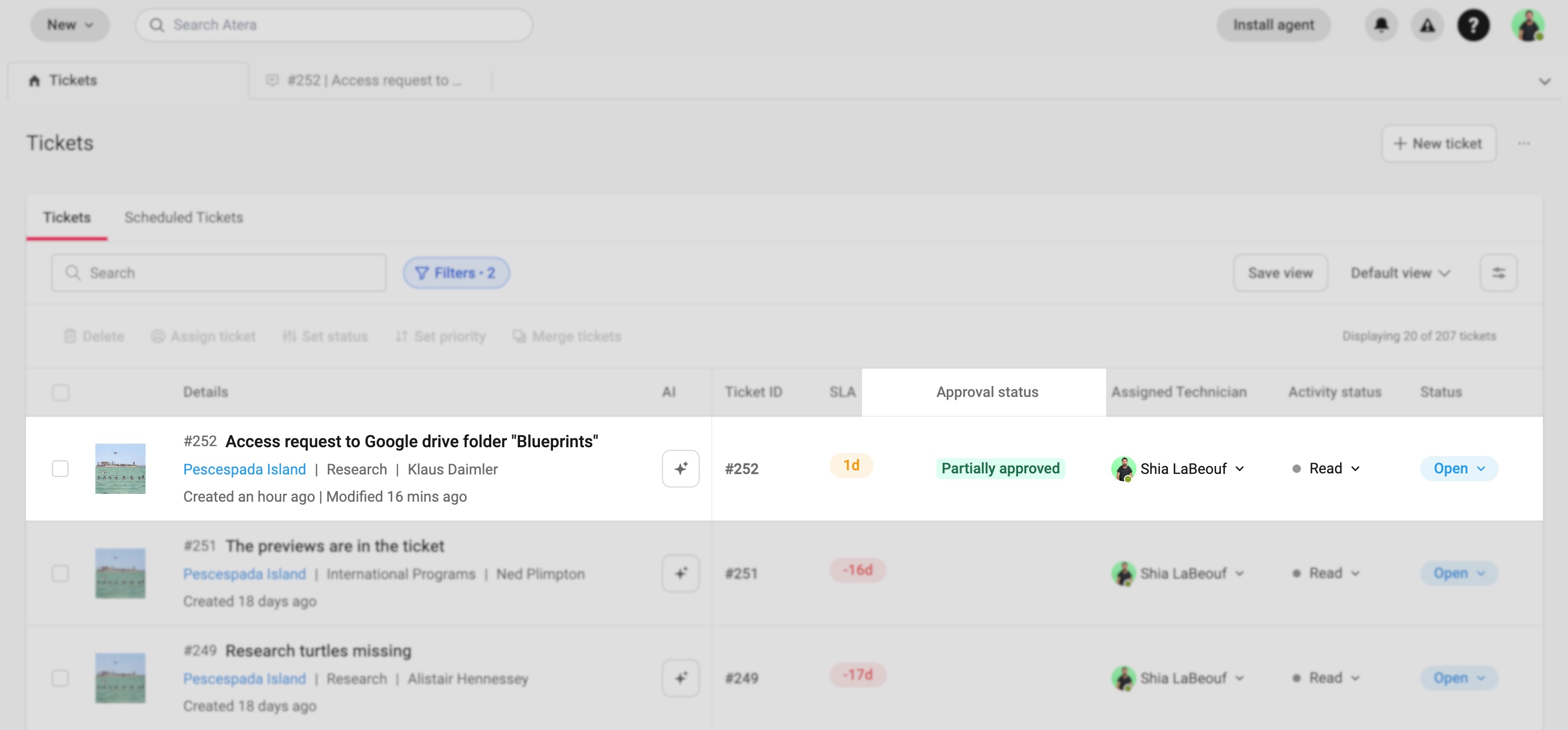 Manage ticket approval requests – Atera Support