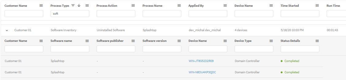 Recent Processes Report – Atera Support