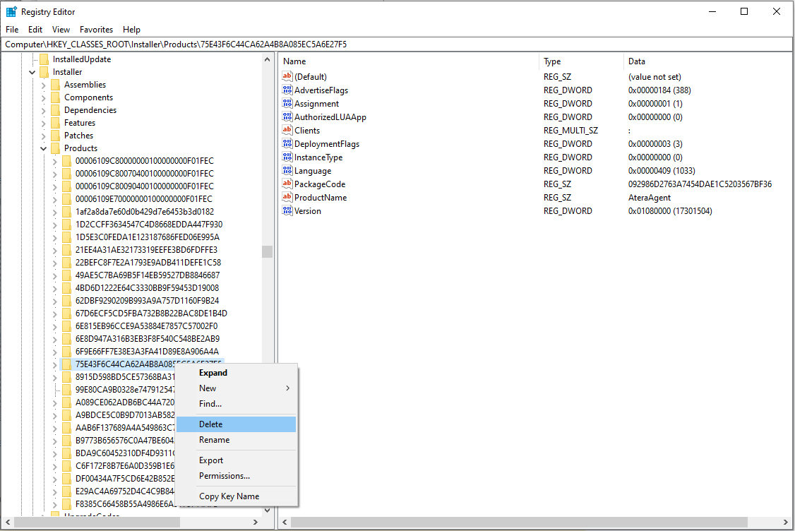 Unable to install AteraAgent MSI package with the Error code 2753 ...