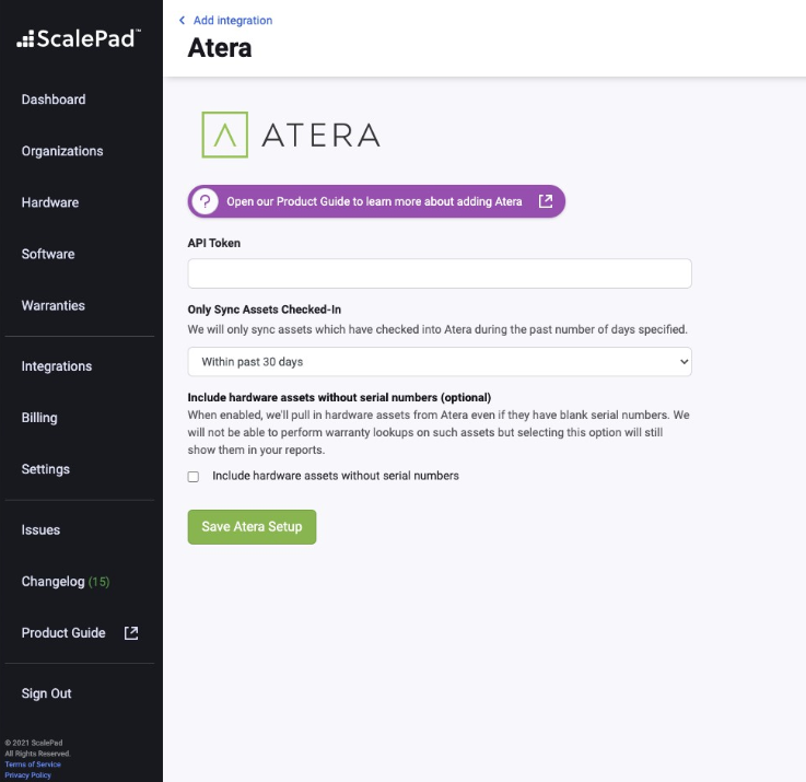 Scalepad Lifecycle Manager Atera Support