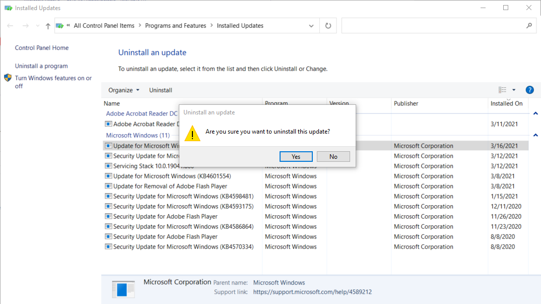 Uninstall Windows 10 updates – Atera Support