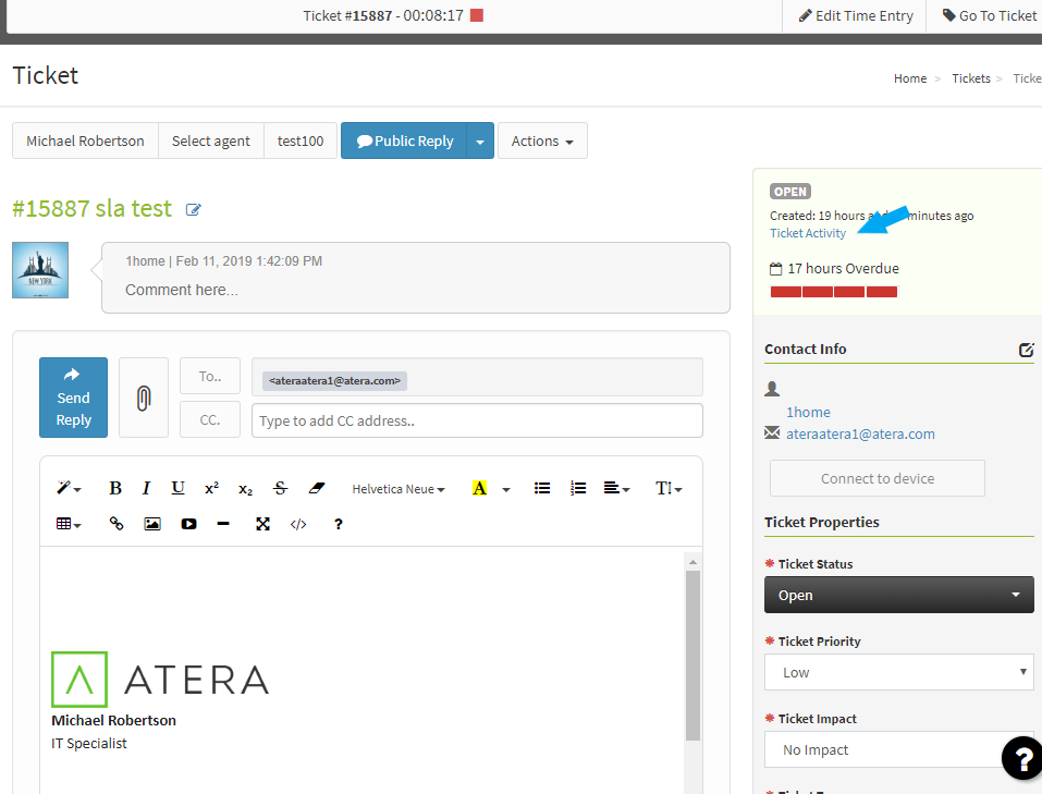 Handle a Ticket – Atera Support
