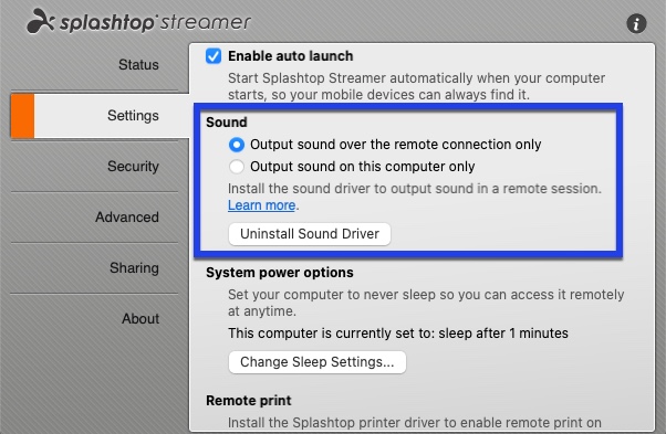 Splashtop - sound settings over remote connection – Atera Support