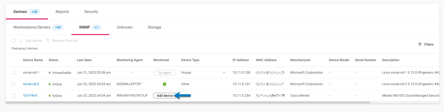 Network Discovery: Scan results and actions – Atera Support