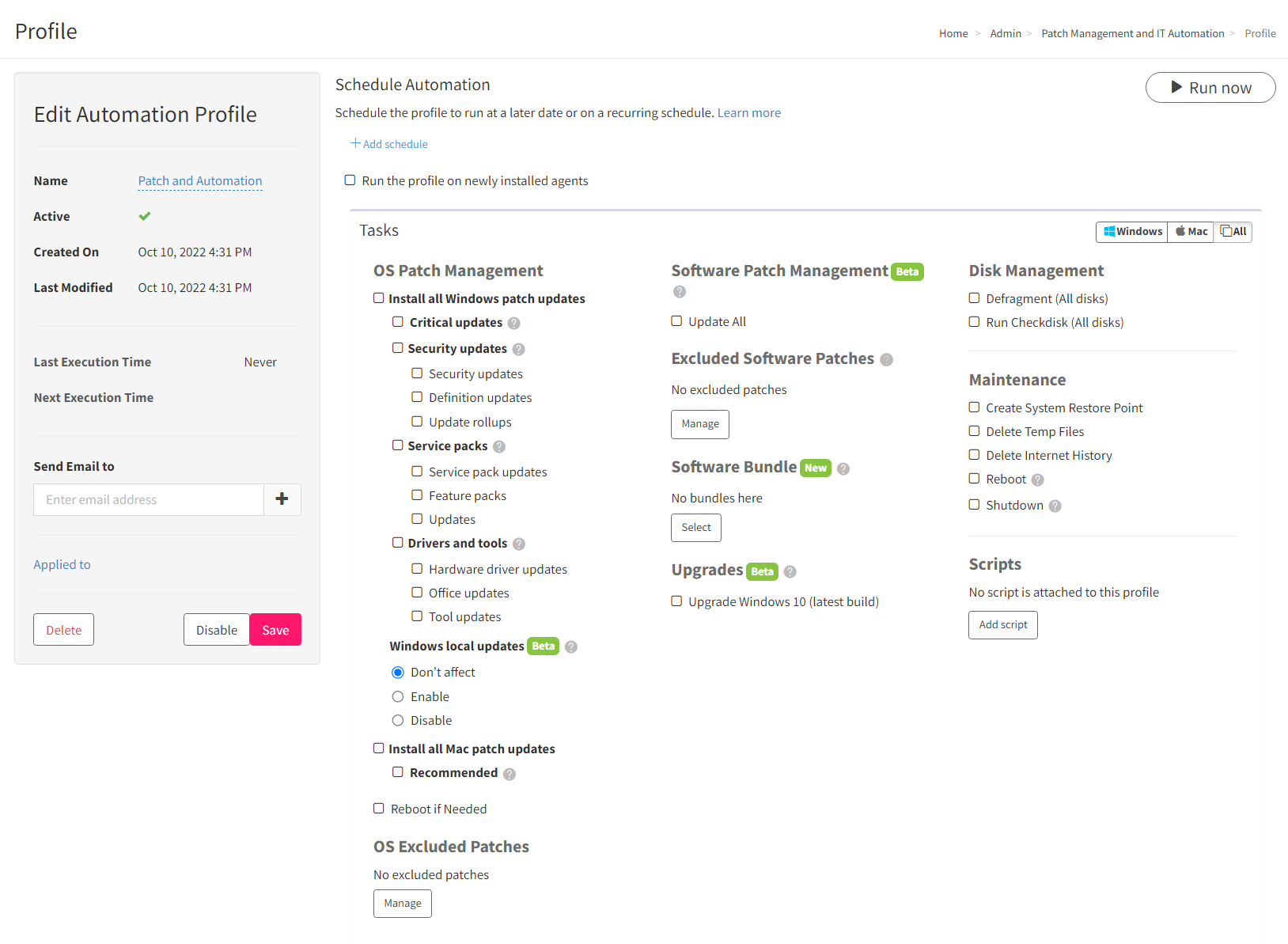 Automatically Run Scripts With An It Automation Profile Atera Support