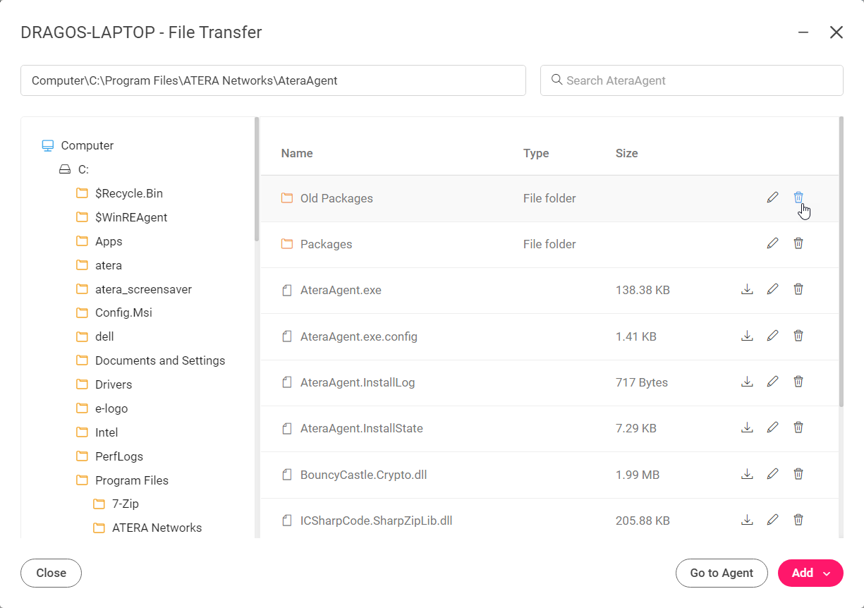 Live Manage: File Transfer – Atera Support
