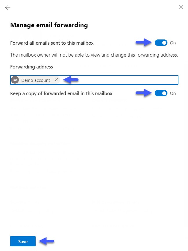 Set up Microsoft 365 email forwarding – Atera Support