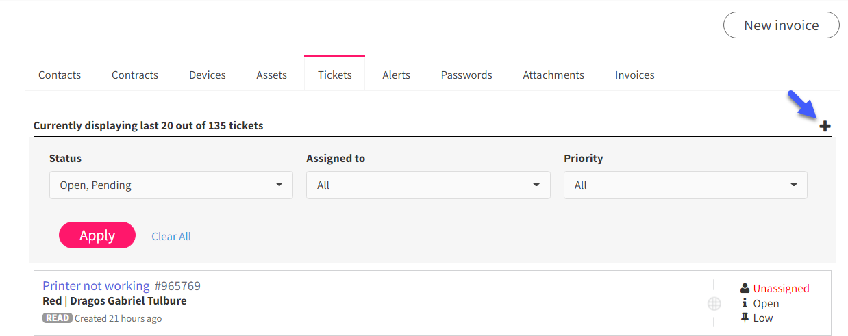 Manually Create a Ticket – Atera Support