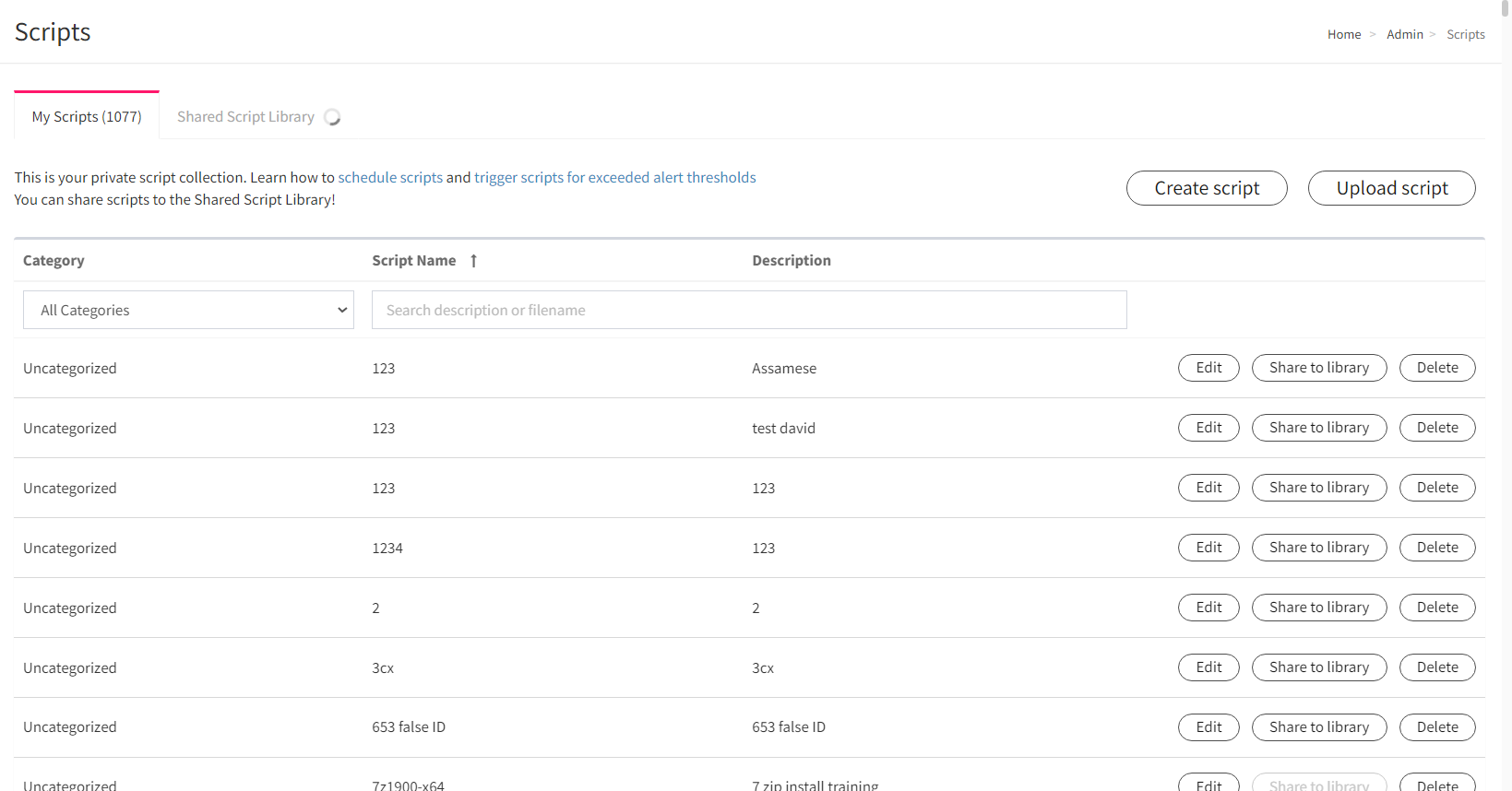 Shared Script Library – Atera Support
