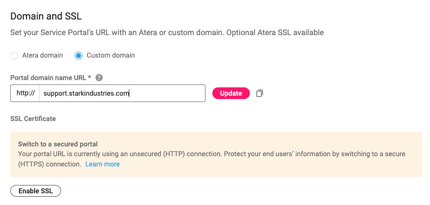 Set up SSL for your Service Portal – Atera Support
