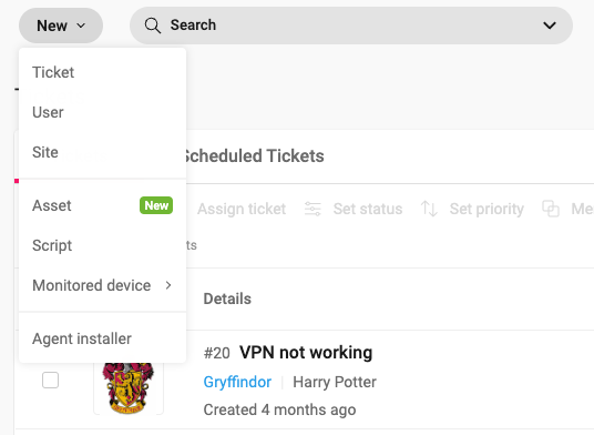 Manually Create a Ticket – Atera Support